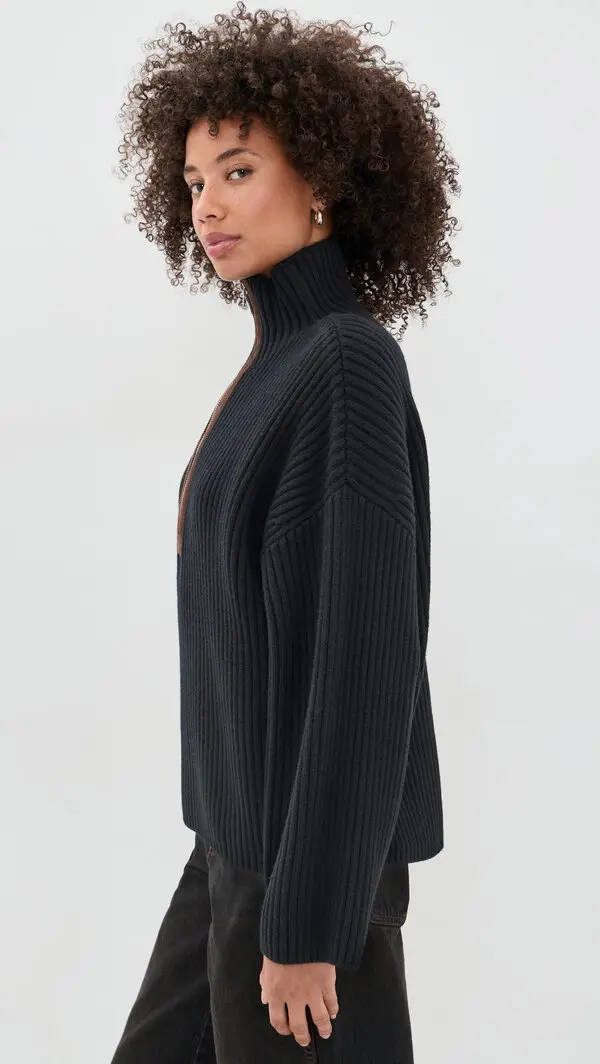 Rag & Bone Sigrid Faux Suede Half Zip Sweater