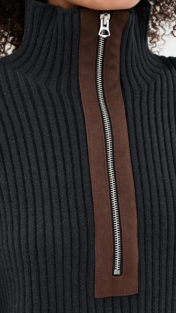 Rag & Bone Sigrid Faux Suede Half Zip Sweater