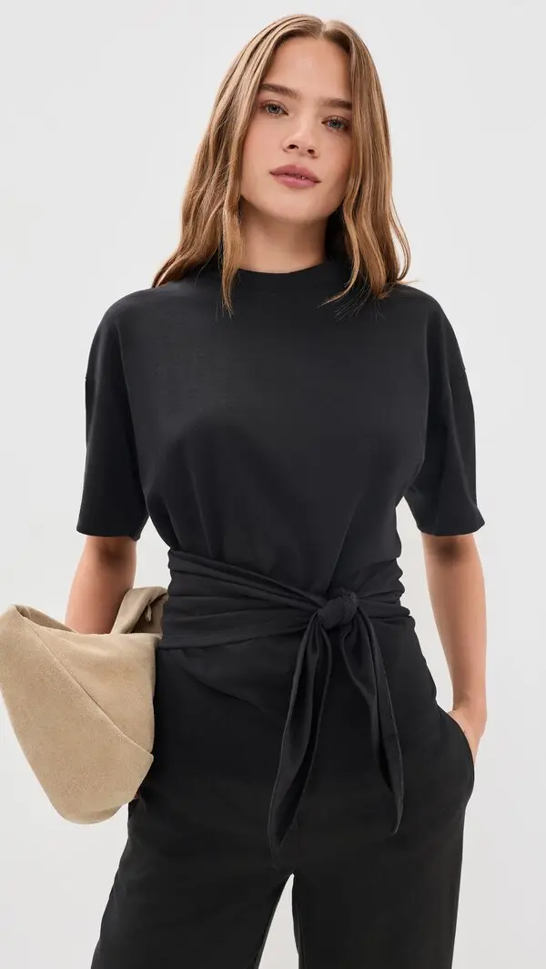 ST. AGNI Cotton Jersey Split Back Tee