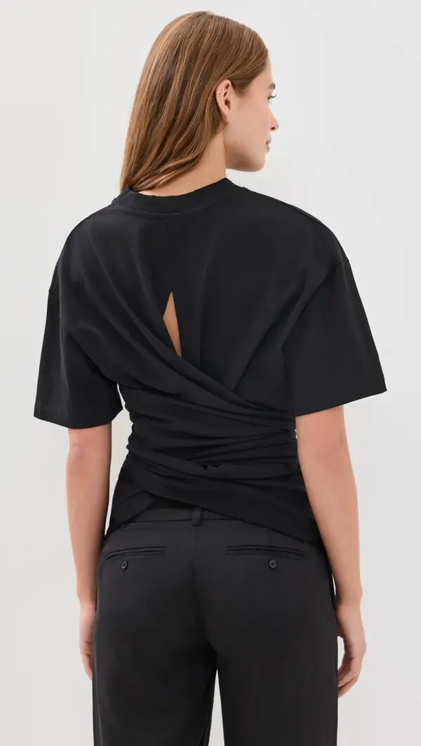 ST. AGNI Cotton Jersey Split Back Tee