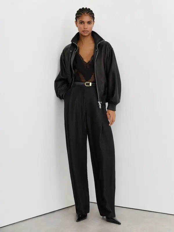 REISS Aries Jacquard Deep-pleat Barrel-leg Trousers