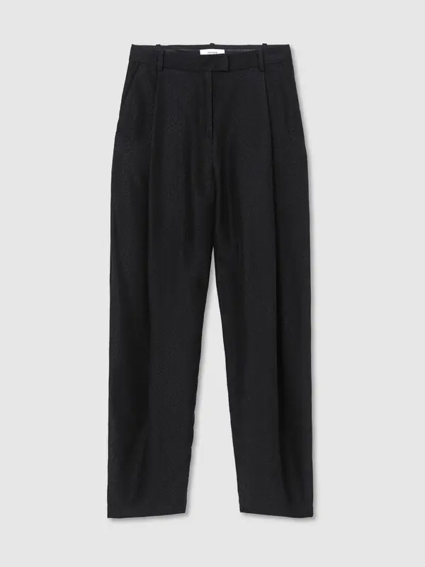 REISS Aries Jacquard Deep-pleat Barrel-leg Trousers