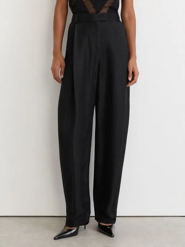 REISS Aries Jacquard Deep-pleat Barrel-leg Trousers