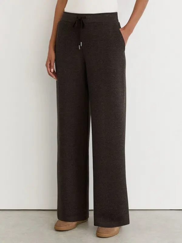 REISS Sylvie Petite Herringbone Wide-leg Drawstring Joggers - Dark Brown