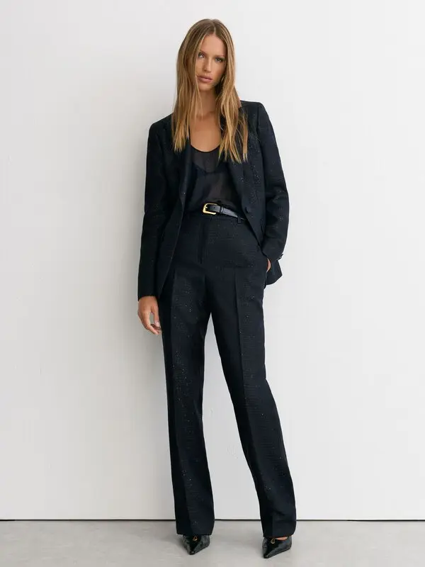 REISS Anneleise Sequin-detail Single-breasted Woven Blazer