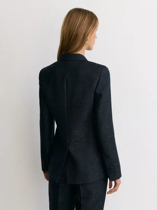 REISS Anneleise Sequin-detail Single-breasted Woven Blazer
