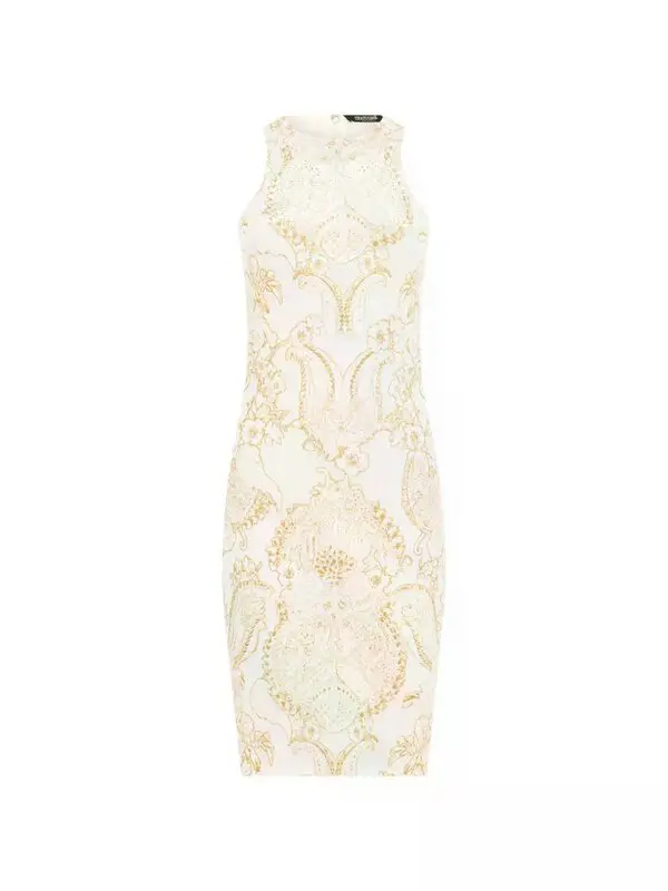 Roberto Cavalli Paisley-print Sleeveless Mini Dress - Neutrals