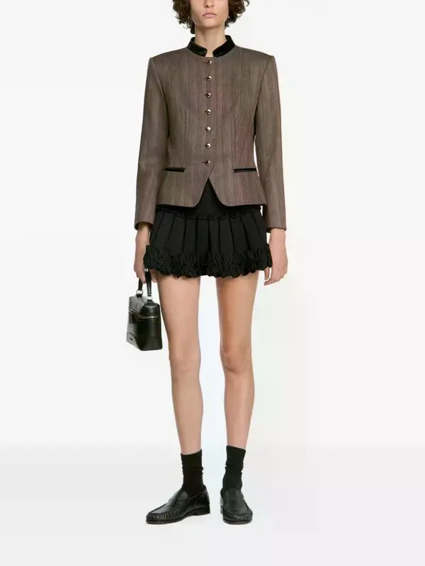 Sandro Striped Velvet-collar Jacket - Brown