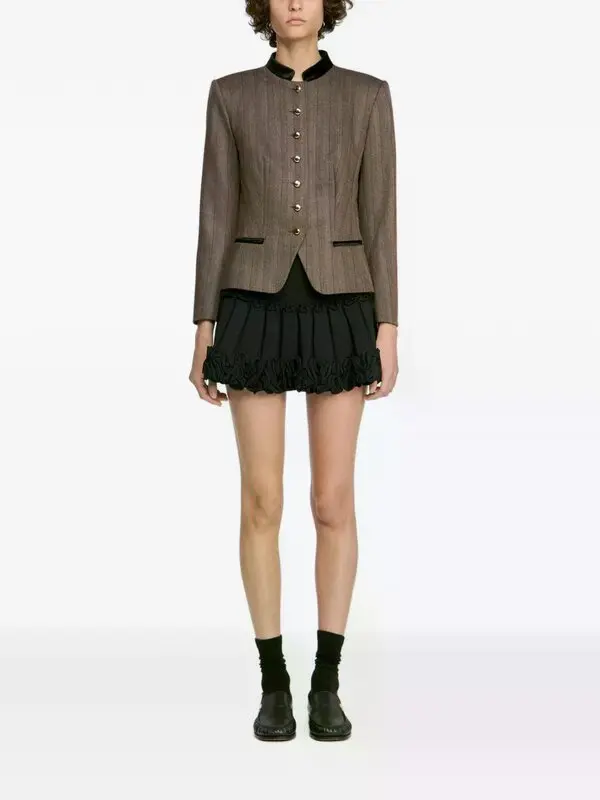 Sandro Striped Velvet-collar Jacket - Brown