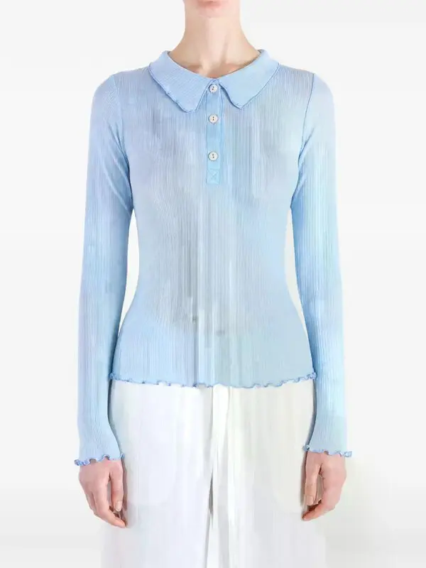 BASERANGE Ribbed Lettuce-trim Top - Blue