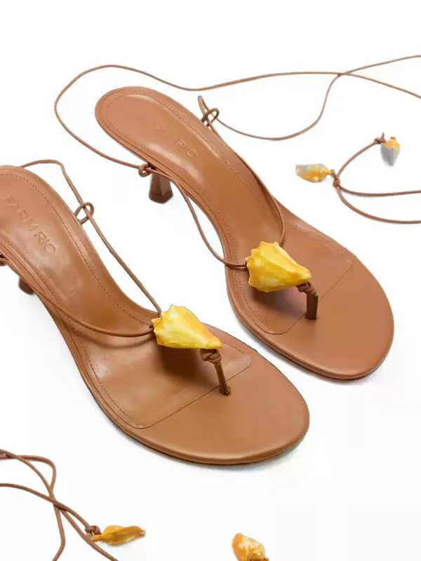 Farm Rio Shell-embellished Kitten-heel Sandals - Brown
