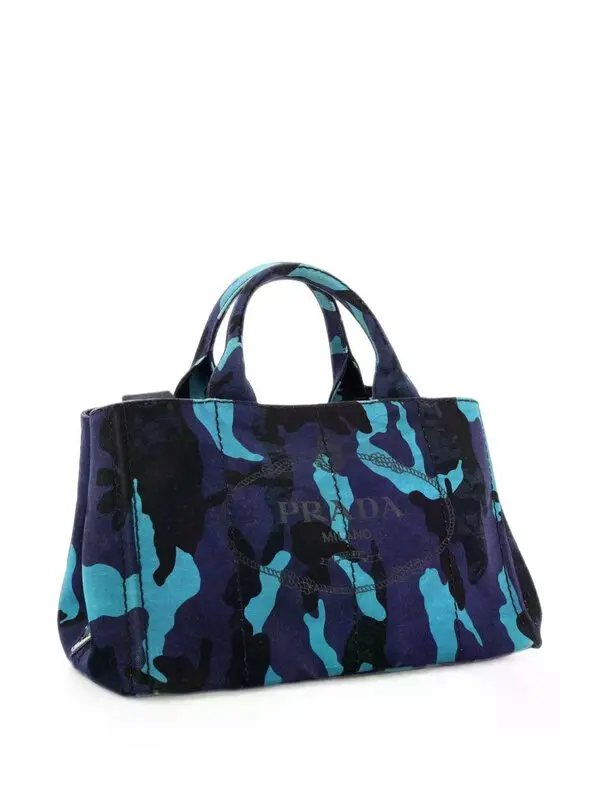 Prada Canapa Convertible Printed Canvas Medium Tote Bag
