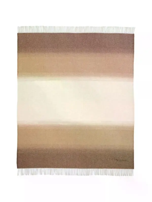 Roberto Cavalli Gradient-effect Fringed Blanket - Brown