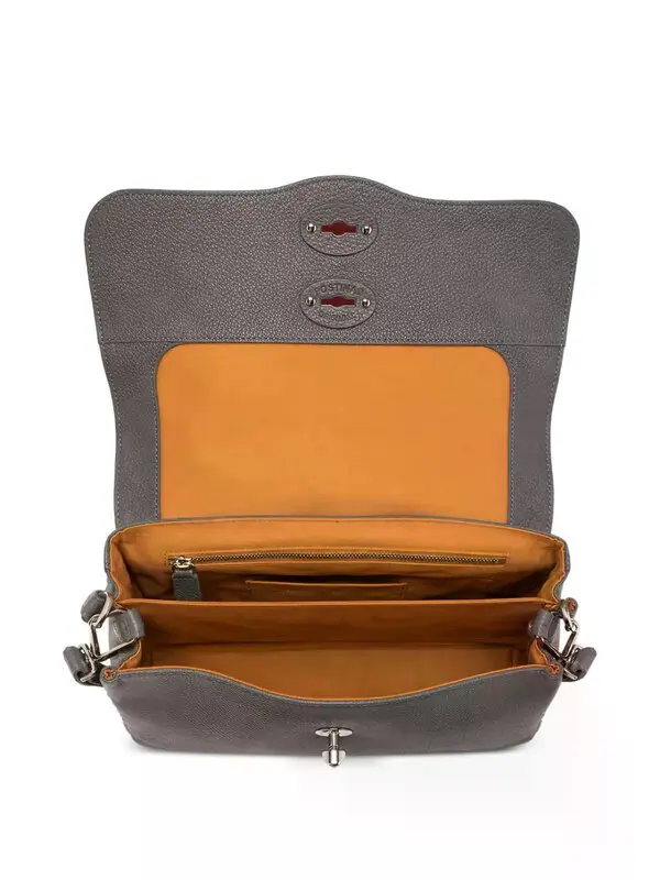 ZANELLATO Mini Postina Pebbled Leather Tote Bag - Grey