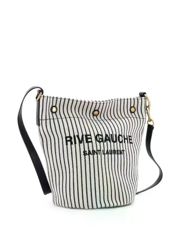 Saint Laurent Rive Gauche Striped Canvas Bucket Bag