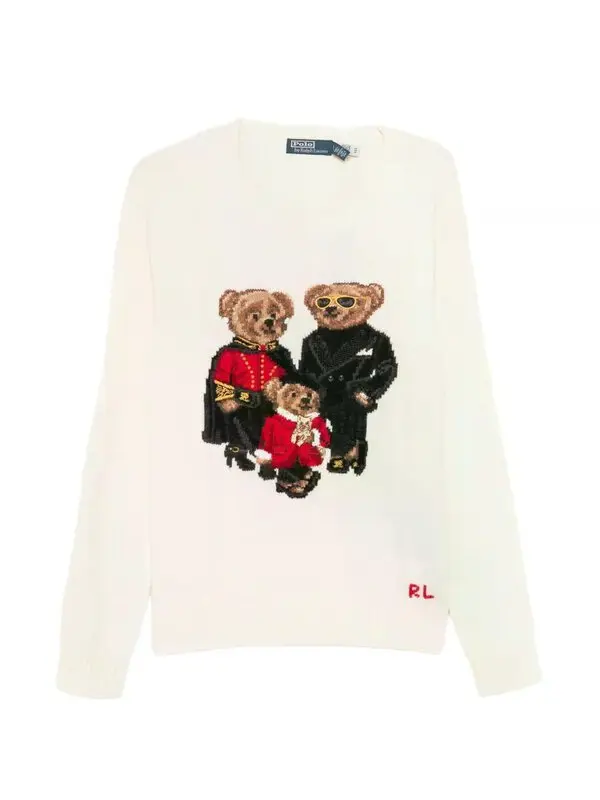 Polo Ralph Lauren Polo Bear Intarsia-knit Sweater - Neutrals
