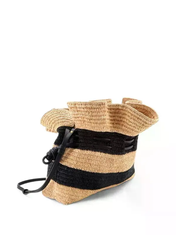 Loewe Flamenco Knot Striped Raffia Small Clutch Bag