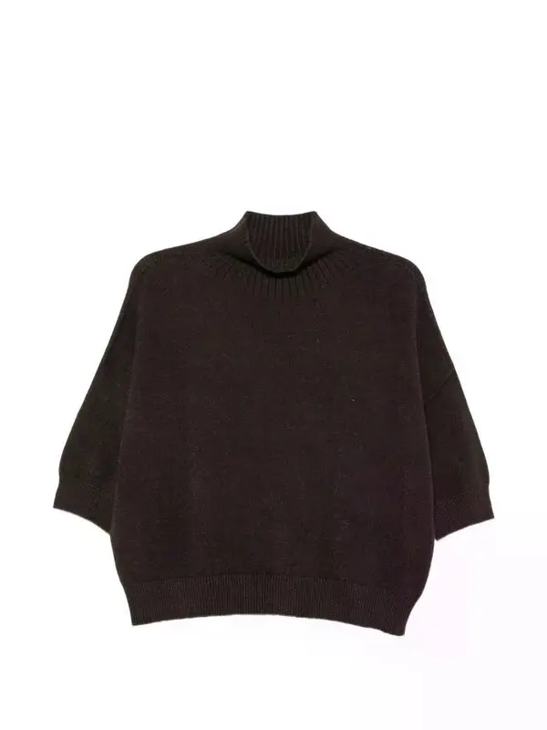 Imperial High-neck Short-sleeve Sweater - Brown