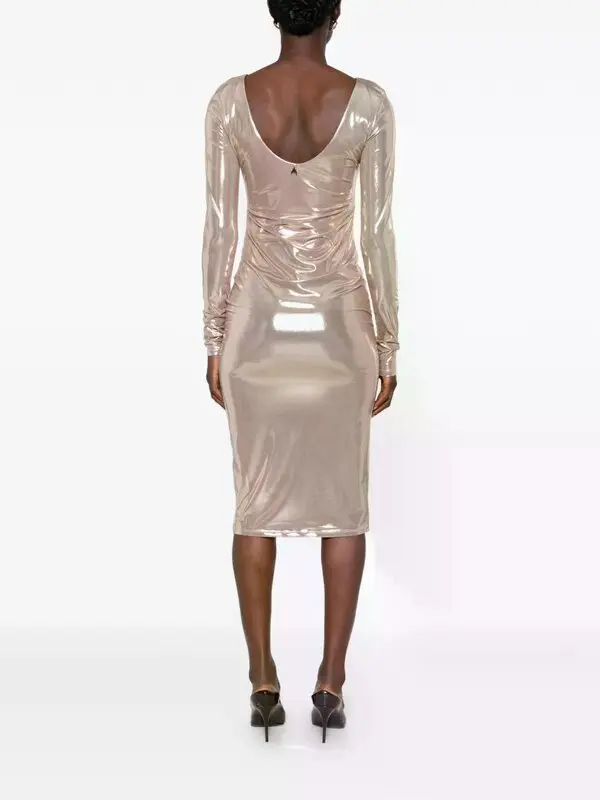 Patrizia Pepe Metallic-effect Ruched Midi Dress