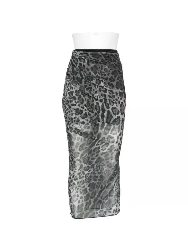 ANIYE BY Lulù Leopard-print Ruched Midi Skirt
