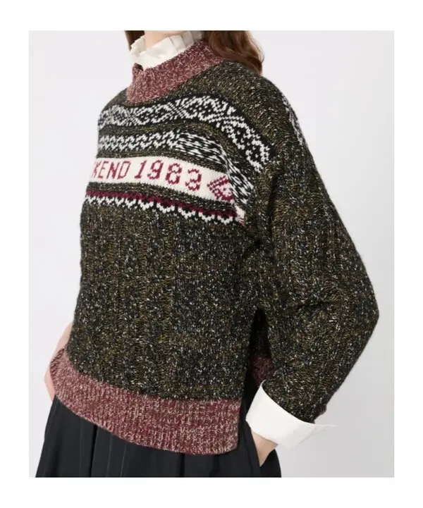 Max Mara Jacquard Wool-cotton Crewneck Sweater
