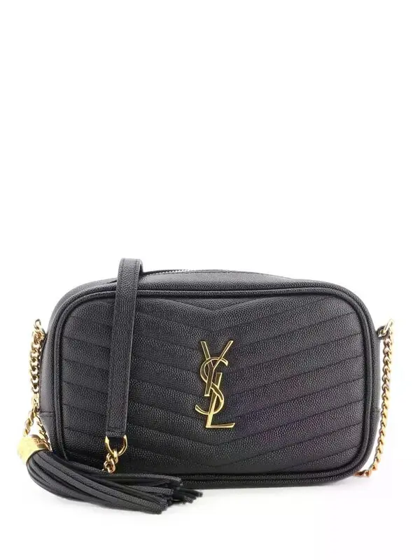 Saint Laurent Lou Camera Bag Matelasse Chevron Leather Mini Crossbody Bag - Black