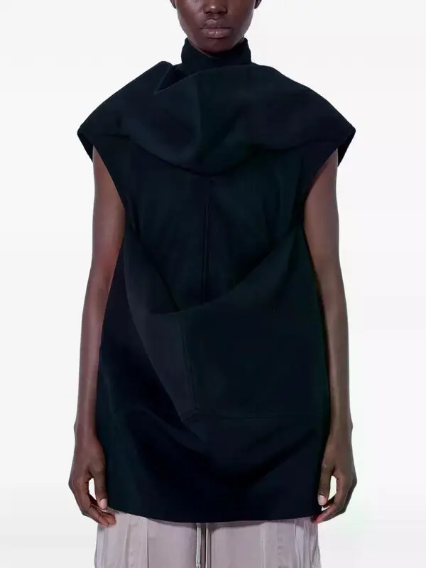 Rick Owens Pelican Draped High-neck Top - Black