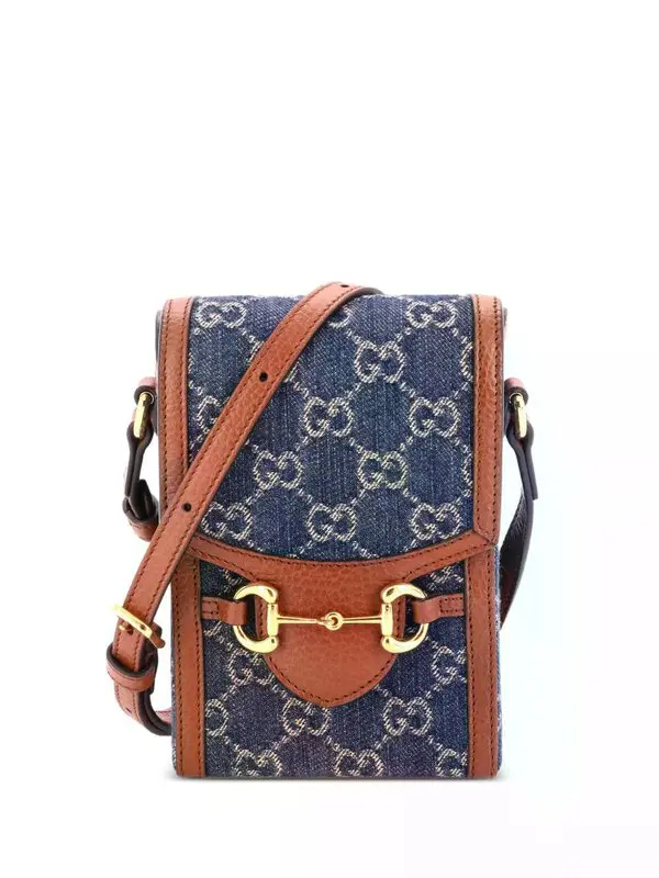 Gucci Horsebit 1955 Gg Denim Mini Crossbody Bag - Blue