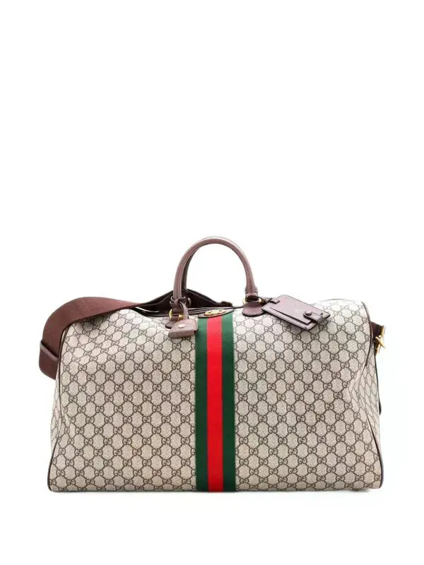 Gucci Ophidia Carry On Duffle Bag Gg Coated Canvas Large Travel Bag - Brown