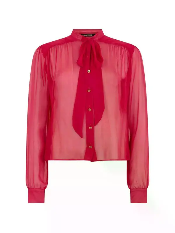 Roberto Cavalli Pussy-bow Sheer Blouse