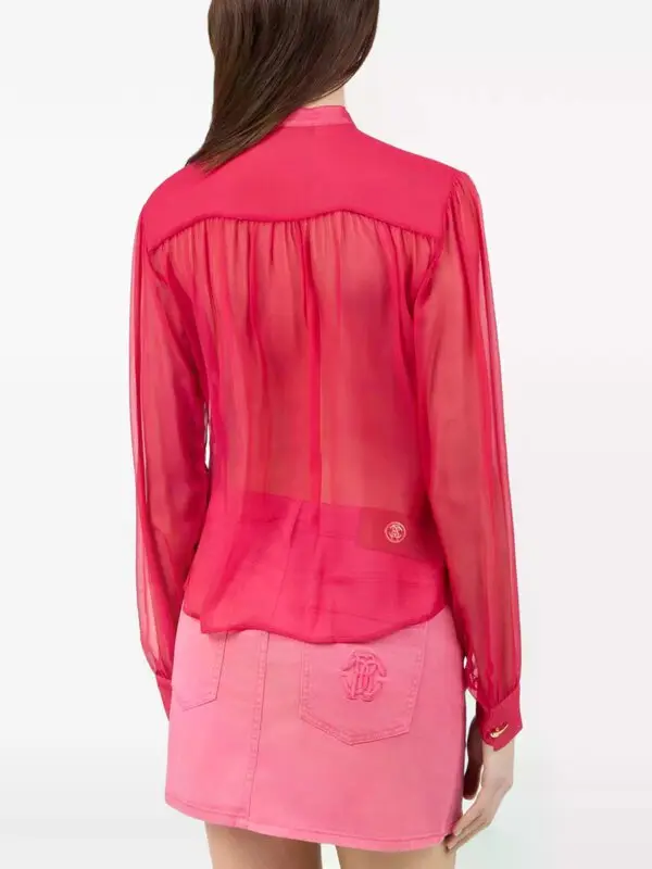 Roberto Cavalli Pussy-bow Sheer Blouse