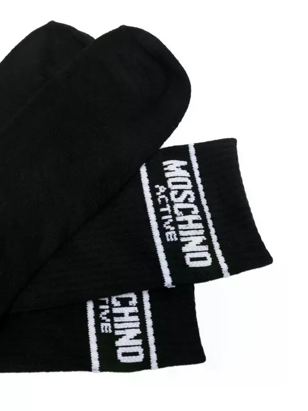 Moschino Logo-intarsia Ribbed-knit Socks Set Of Two