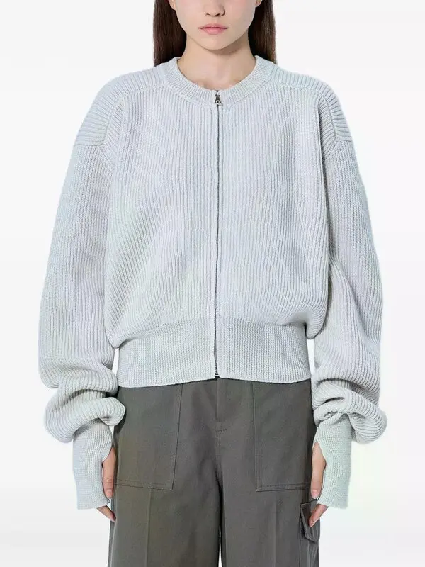 RIER Ribbed-knit Zip-up Cardigan