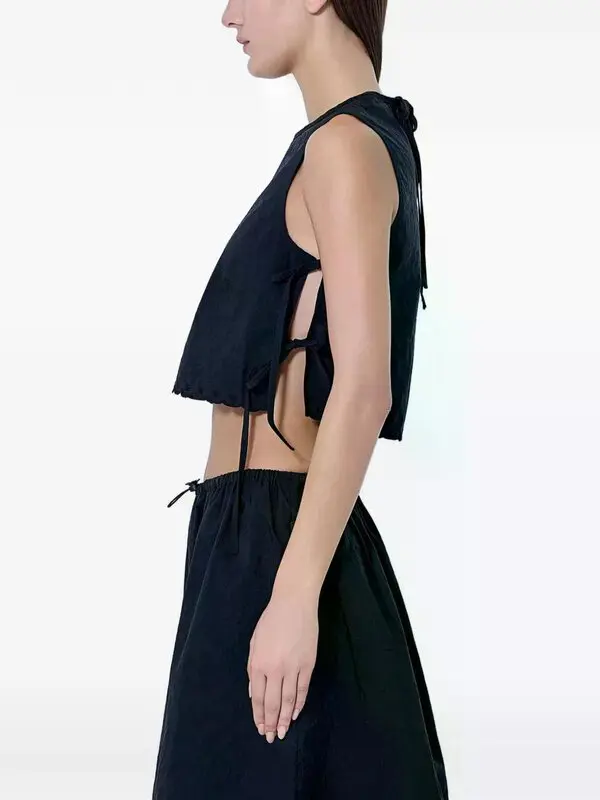 Cecilie Bahnsen Cbfeeba Scalloped-hem Side-tie Top - Black