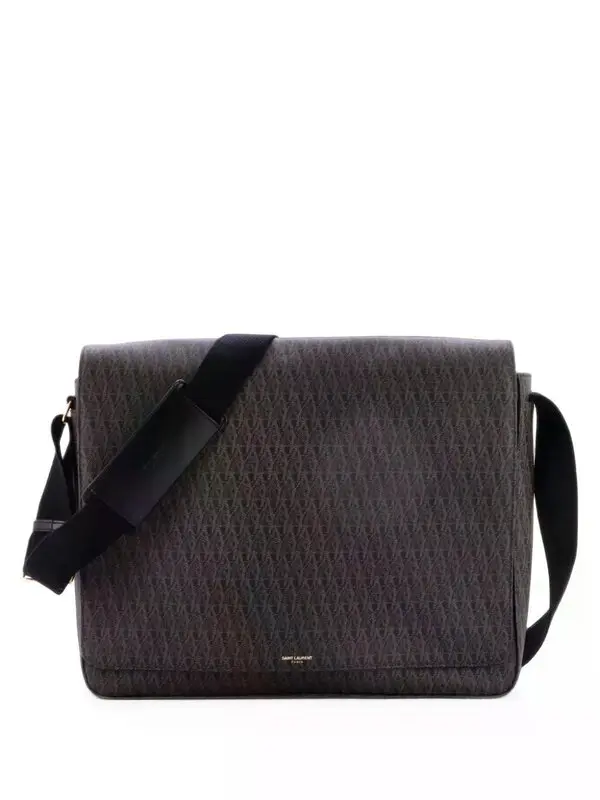 Saint Laurent Flap Messenger Bag Monogram Canvas Medium Crossbody Bag - Brown