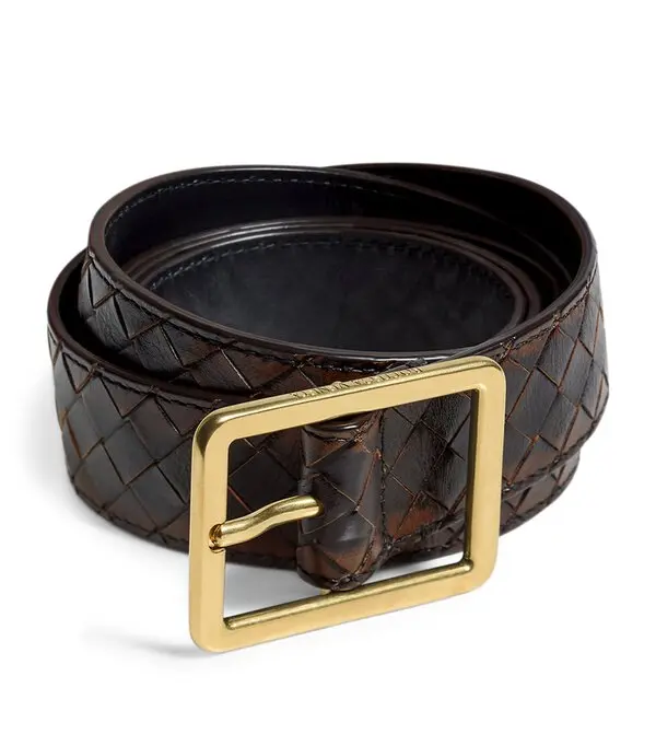 Bottega Veneta Intrecciato Leather Tile Belt