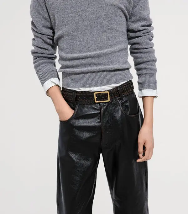 Bottega Veneta Intrecciato Leather Tile Belt