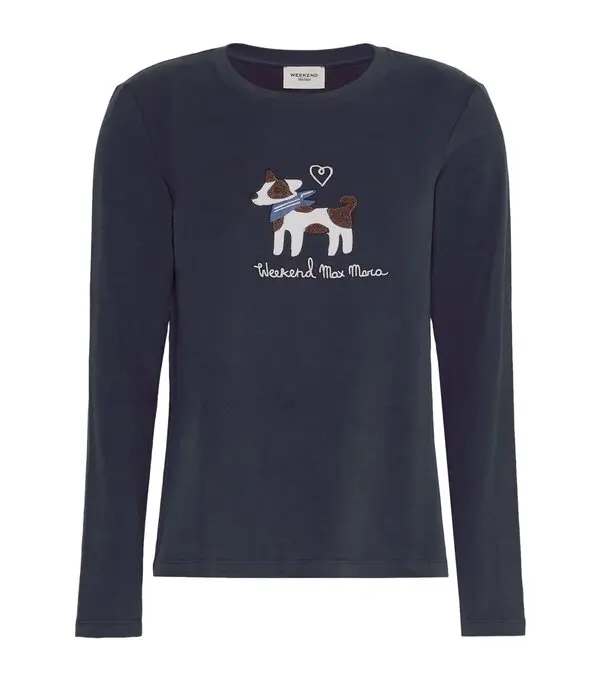Max Mara Dog-appliqué Long-sleeve T-shirt
