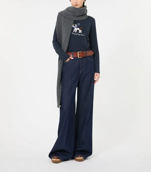 Max Mara Dog-appliqué Long-sleeve T-shirt