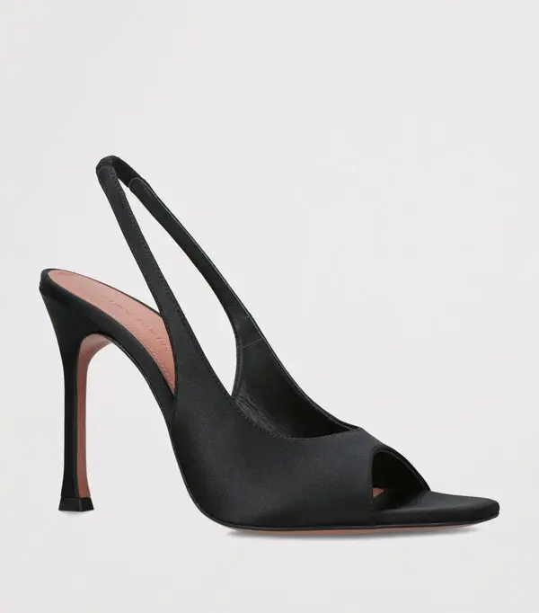 Amina Muaddi Satin Alexa Slingback Mules 105
