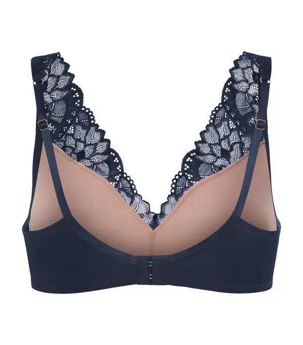 Hanro Stretch-lace Lightly Padded Bra - Navy