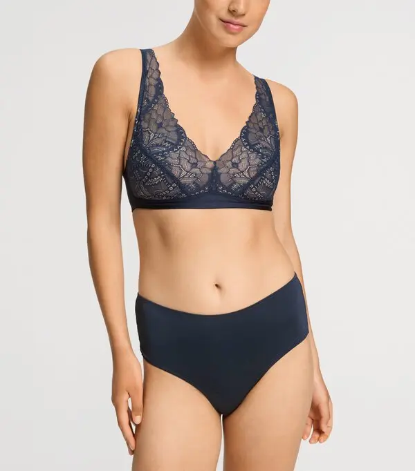 Hanro Stretch-lace Lightly Padded Bra - Navy