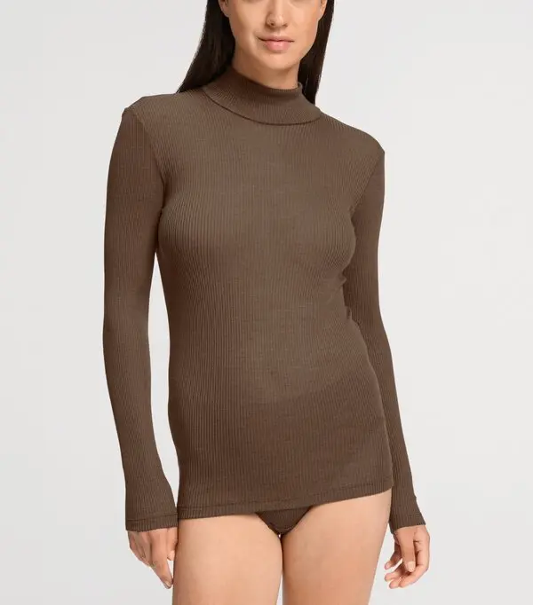 Hanro Wool-silk Funnel-neck Top
