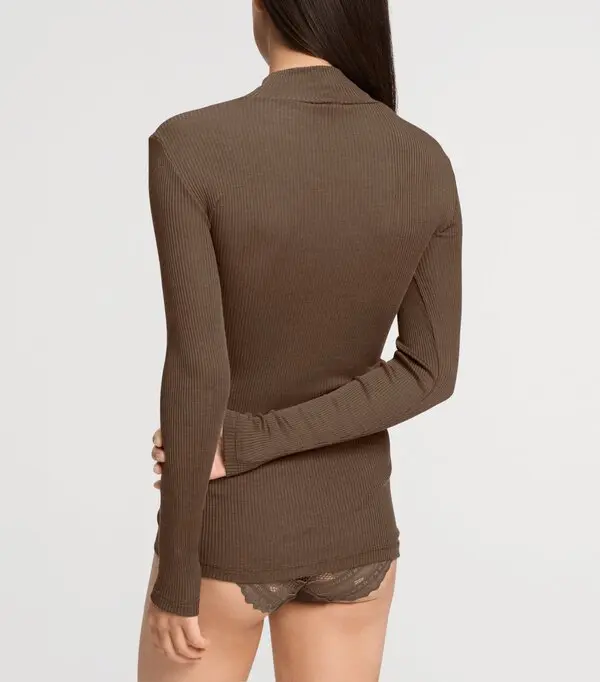 Hanro Wool-silk Funnel-neck Top