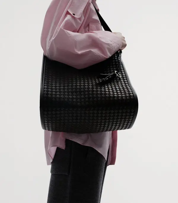 Bottega Veneta Leather Corriere Tote Bag - Brown