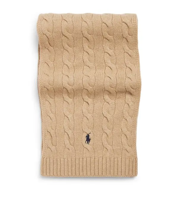 Polo Ralph Lauren Wool-cashmere Cable-knit Scarf