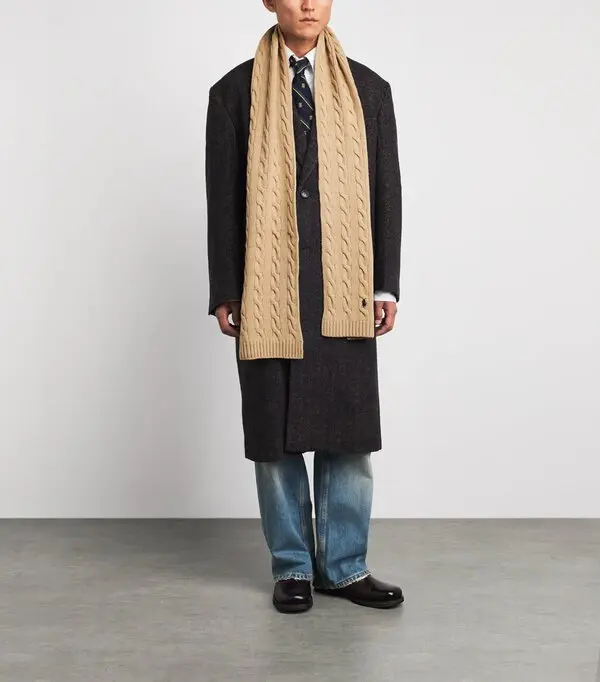 Polo Ralph Lauren Wool-cashmere Cable-knit Scarf