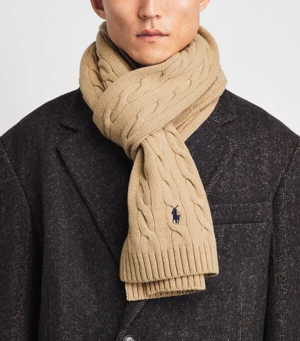 Polo Ralph Lauren Wool-cashmere Cable-knit Scarf