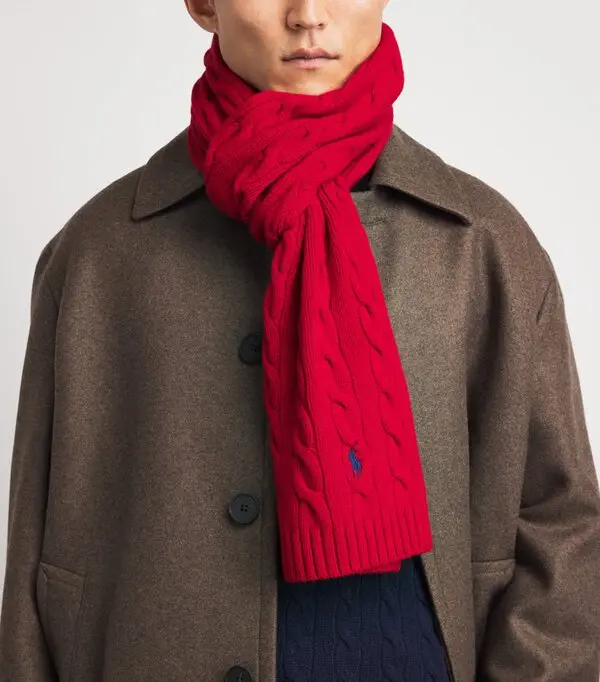 Polo Ralph Lauren Wool-cashmere Cable-knit Scarf