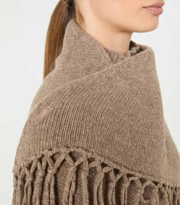 Max Mara Virgin Wool Fringed Shawl